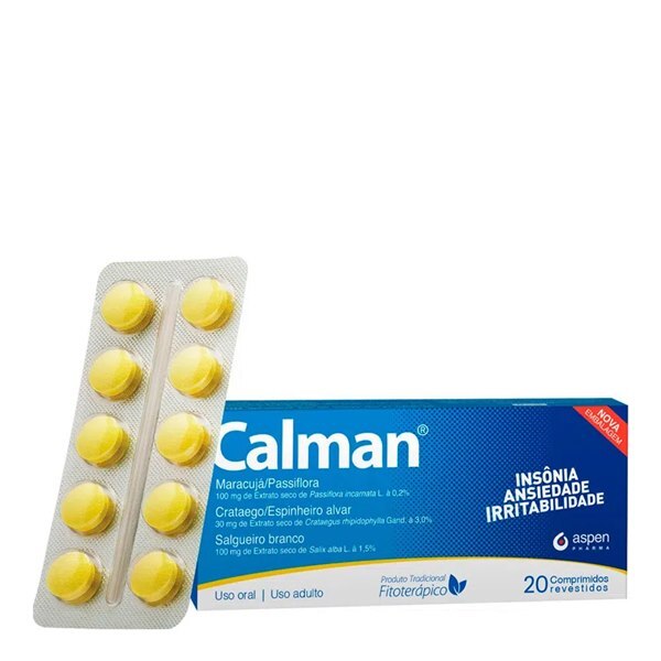 CALMAN 20 COMPRIMIDOS REVESTIDOS - VALIDADE MAIO/2025 - Ultrafarma