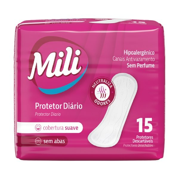 PROTETOR DIÁRIO MILI COBERTURA SUAVE SEM ABAS - 15 UNIDADES - Ultrafarma