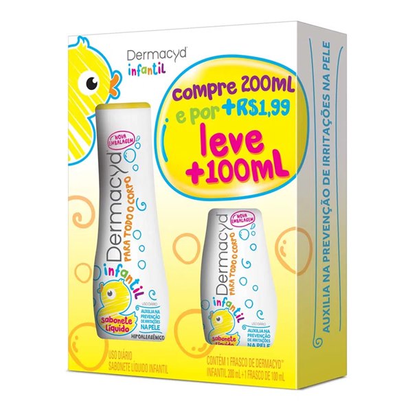 SABONETE LÍQUIDO DERMACYD INFANTIL KIT 200ML+100ML - Ultrafarma