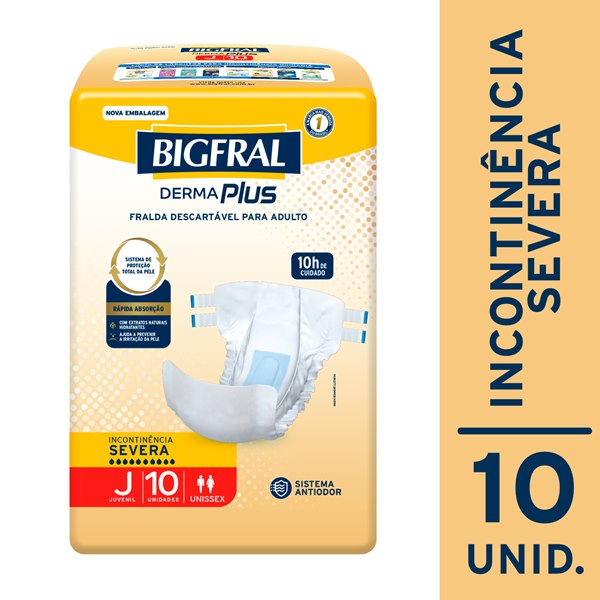 Fralda Geriátrica Bigfral Derma Plus Regular Juvenil 10 Unidades - Ultrafarma