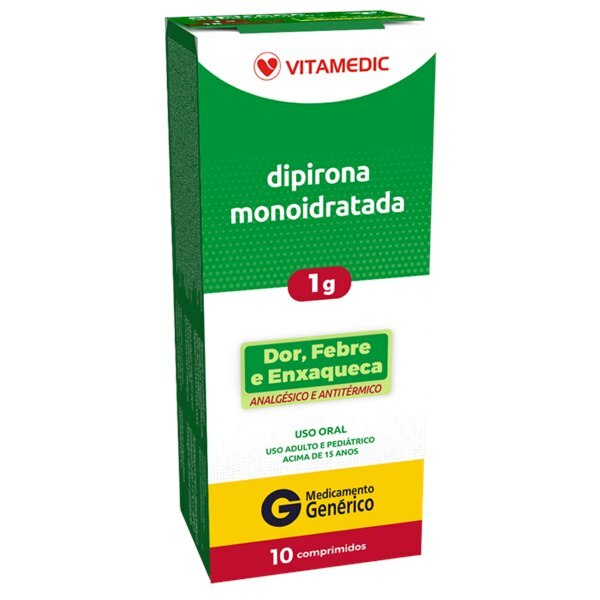 DIPIRONA 1G 10 COMPRIMIDOS - VITAMEDIC - GENÉRICO - Ultrafarma
