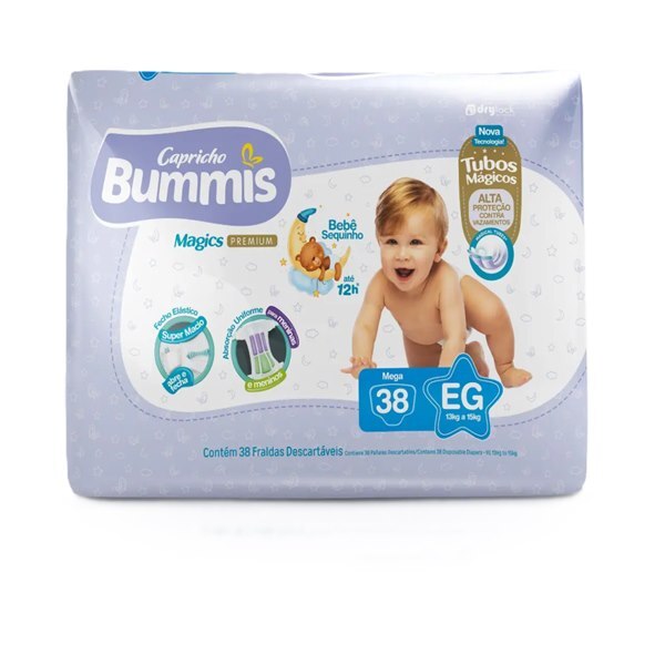 Fralda Capricho Bummis Magics Premium Mega Eg - 38 Unidades - Ultrafarma