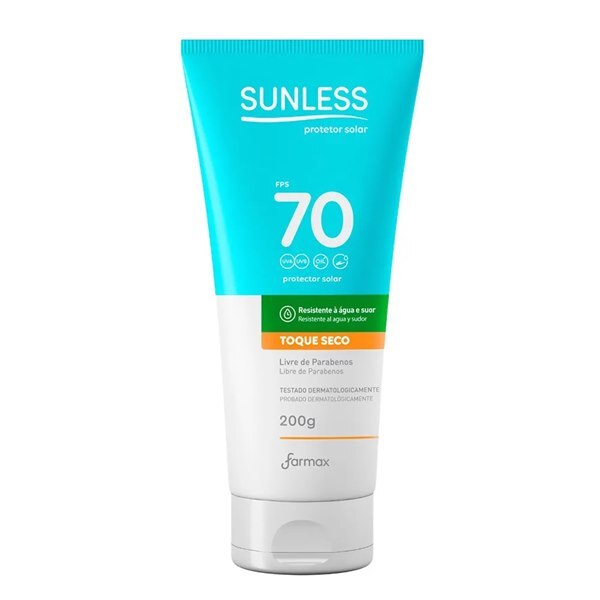 PROTETOR SOLAR SUNLESS FPS 70 TOQUE SECO 200G - Ultrafarma