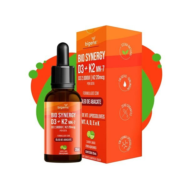 VITAMINA D3 + VITAMINA K2 MK7 BIO SYNERGY SABOR LIMÃO GOTAS 20ML ...
