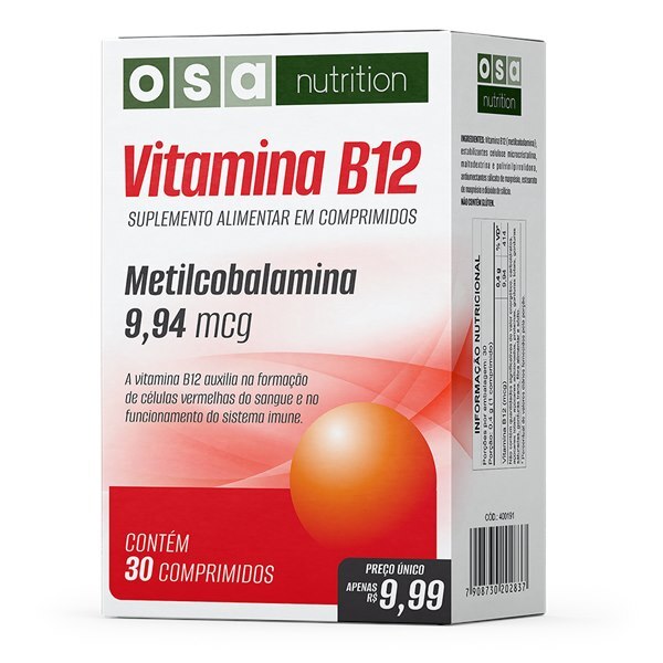 VITAMINA B12 9,94MCG 30 COMPRIMIDOS OSA NUTRITION - Ultrafarma