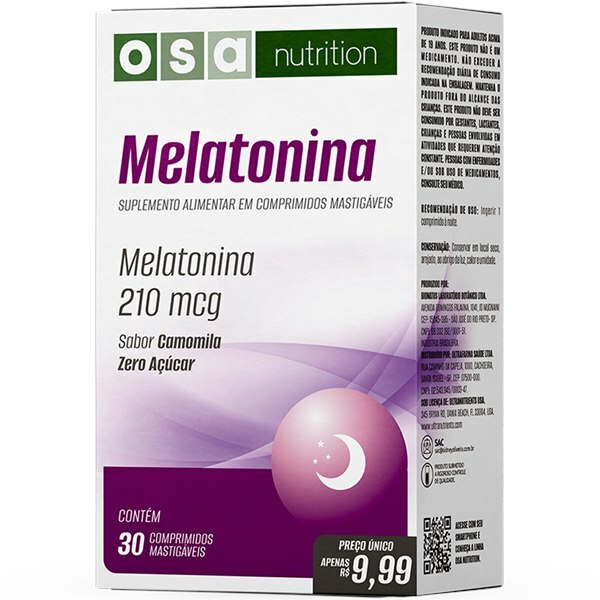 MELATONINA MASTIGÁVEL 30 COMPRIMIDOS OSA NUTRITION - Ultrafarma